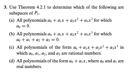 1. Use Theorem 4.2.1 to determine which of the | Chegg.com