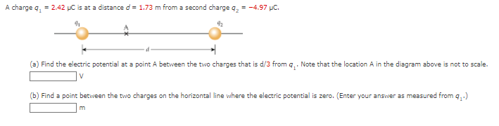 Solved A charge 4, = 2.42 C is at a distance d = 1.73 m from | Chegg.com