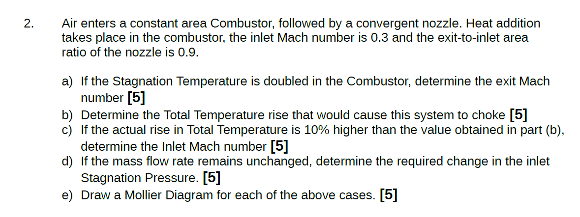 Solved 2. Air enters a constant area Combustor, followed by | Chegg.com