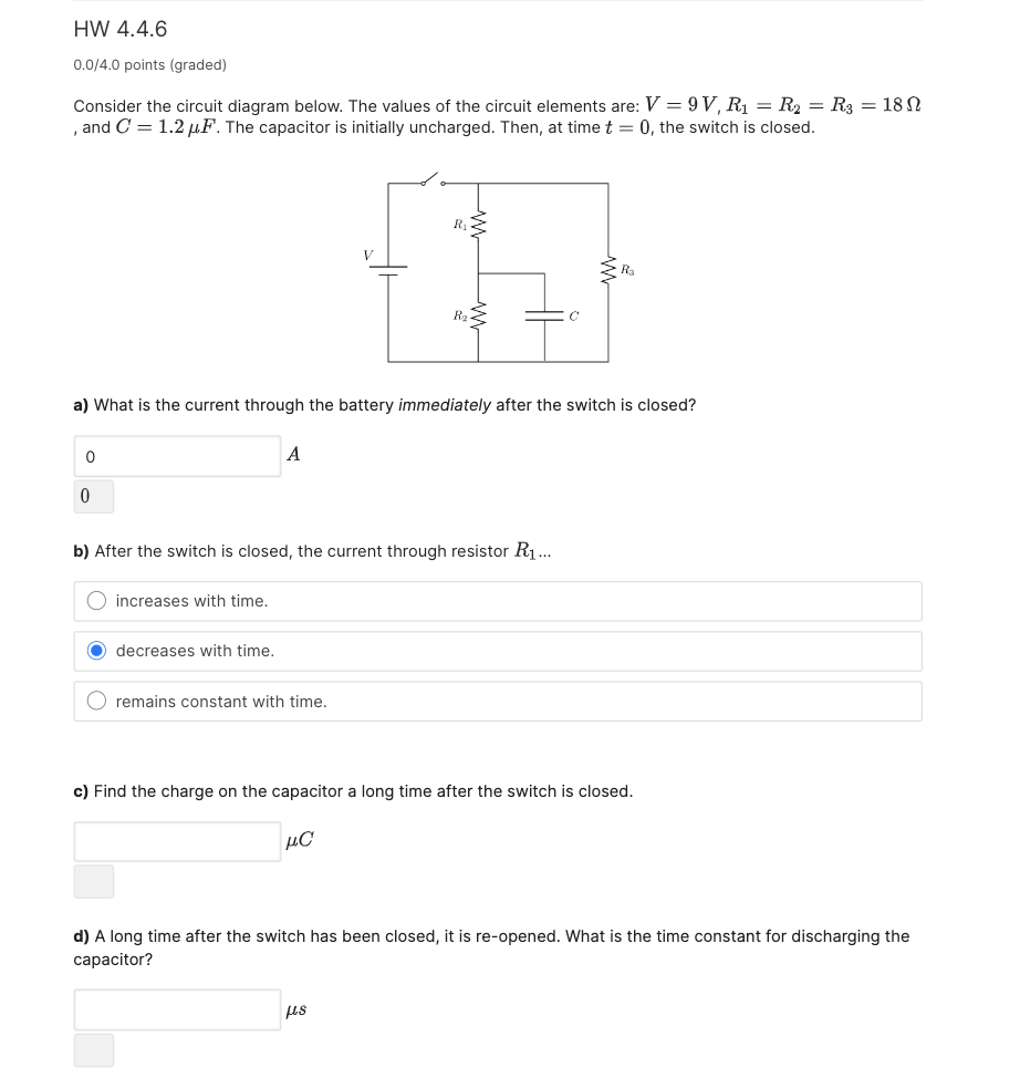 Solved HW 4.4.6 0.0/4.0 points (graded) Consider the circuit | Chegg.com