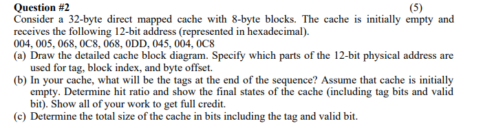 Solved Question \#2 Consider a 32-byte direct mapped cache | Chegg.com