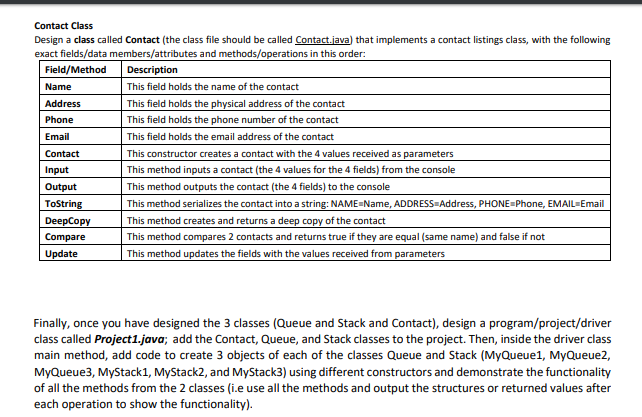 Project 1 Design a class called Queue (class java | Chegg.com
