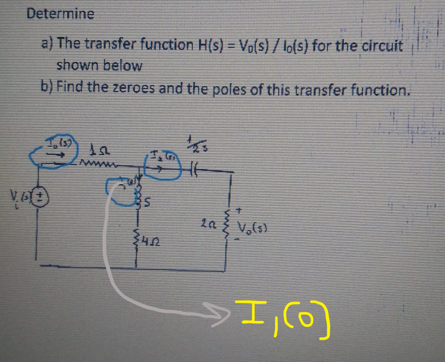 Solved Determine a) The transfer function H(s) = Vo(s) / | Chegg.com
