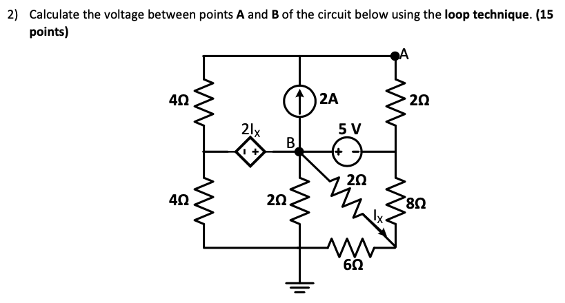 Solved 2) Calculate the voltage between points A and B of | Chegg.com