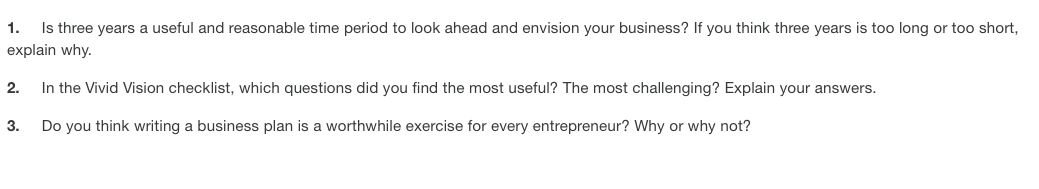 Solved 1. Is three years a useful and reasonable time period | Chegg.com