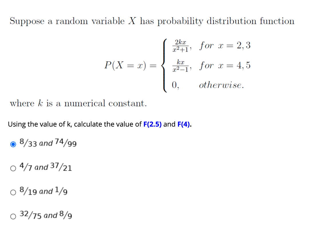 Solved Suppose a random variable X has probability | Chegg.com