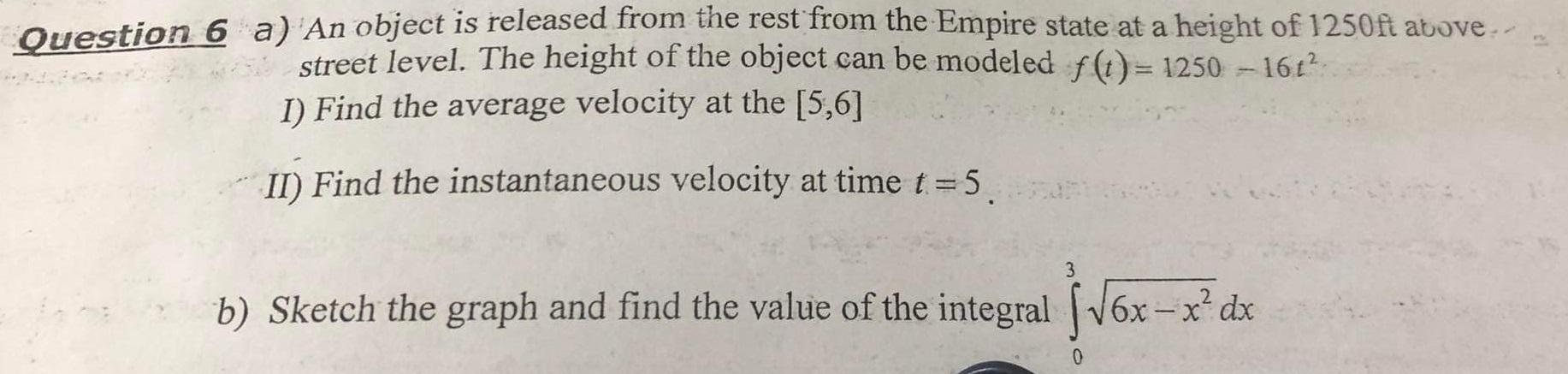 Solved a) An object is released from the rest from the | Chegg.com