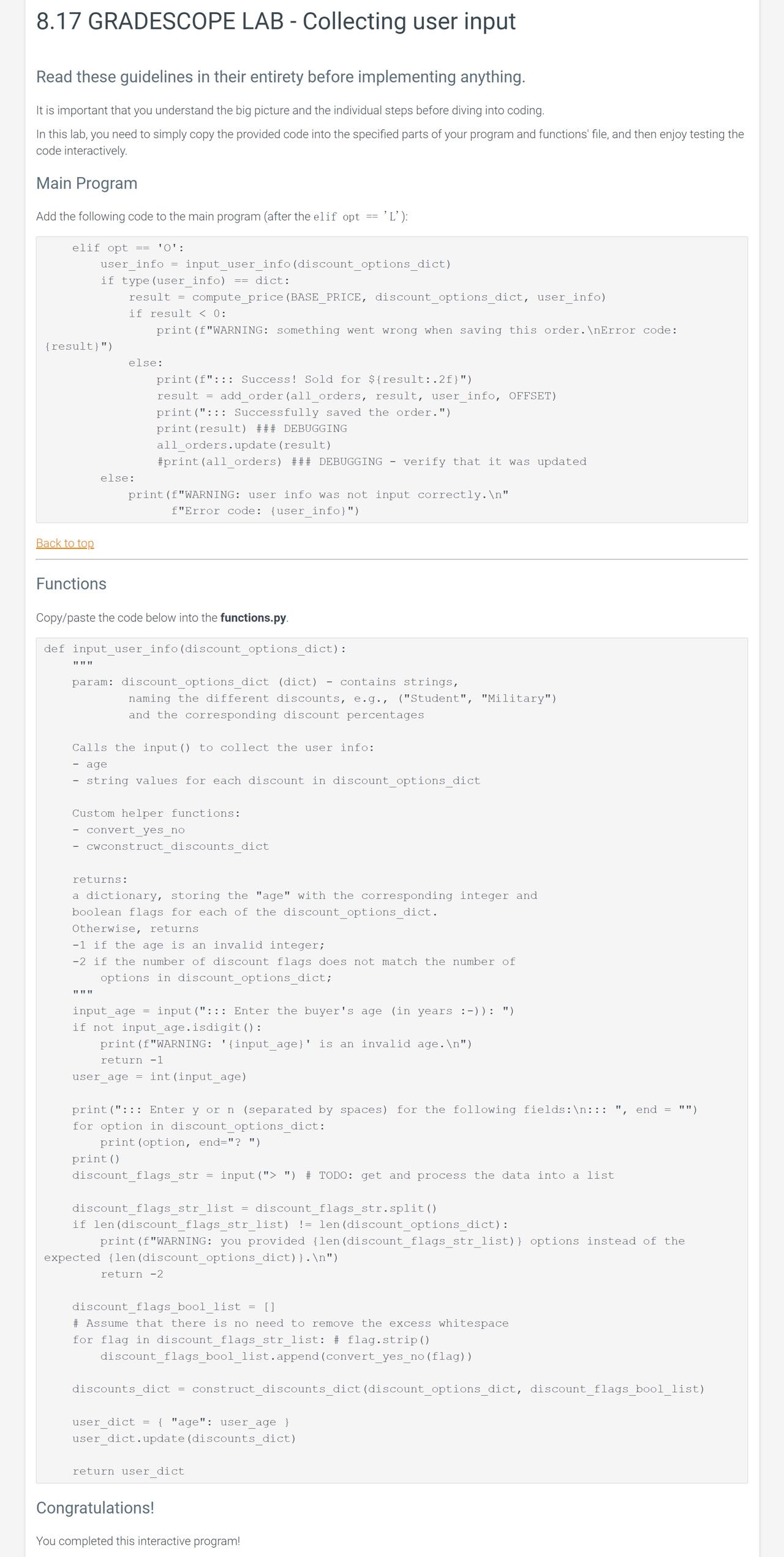 8.13 GRADESCOPE LAB - Print Orders Read these | Chegg.com