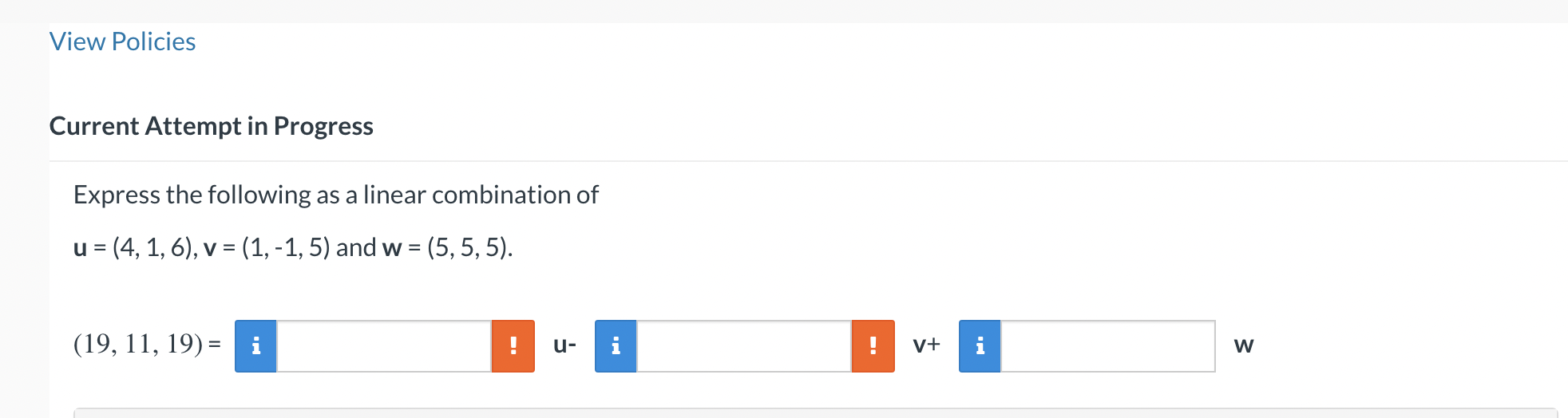 Solved View PoliciesCurrent Attempt in ProgressExpress the | Chegg.com