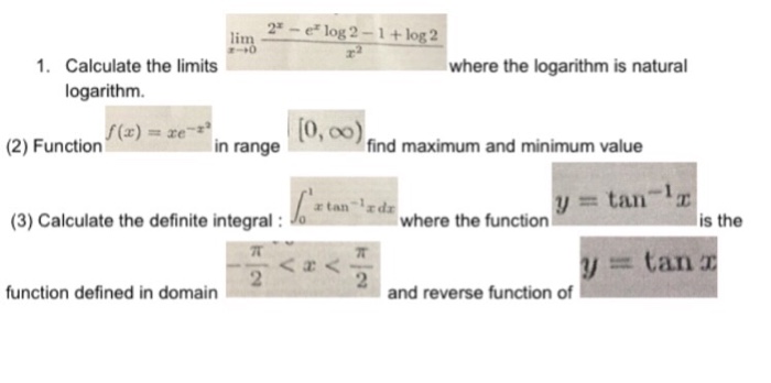 Solved lim 2 elog2-1 +log 2 1. Calculate the limits where | Chegg.com