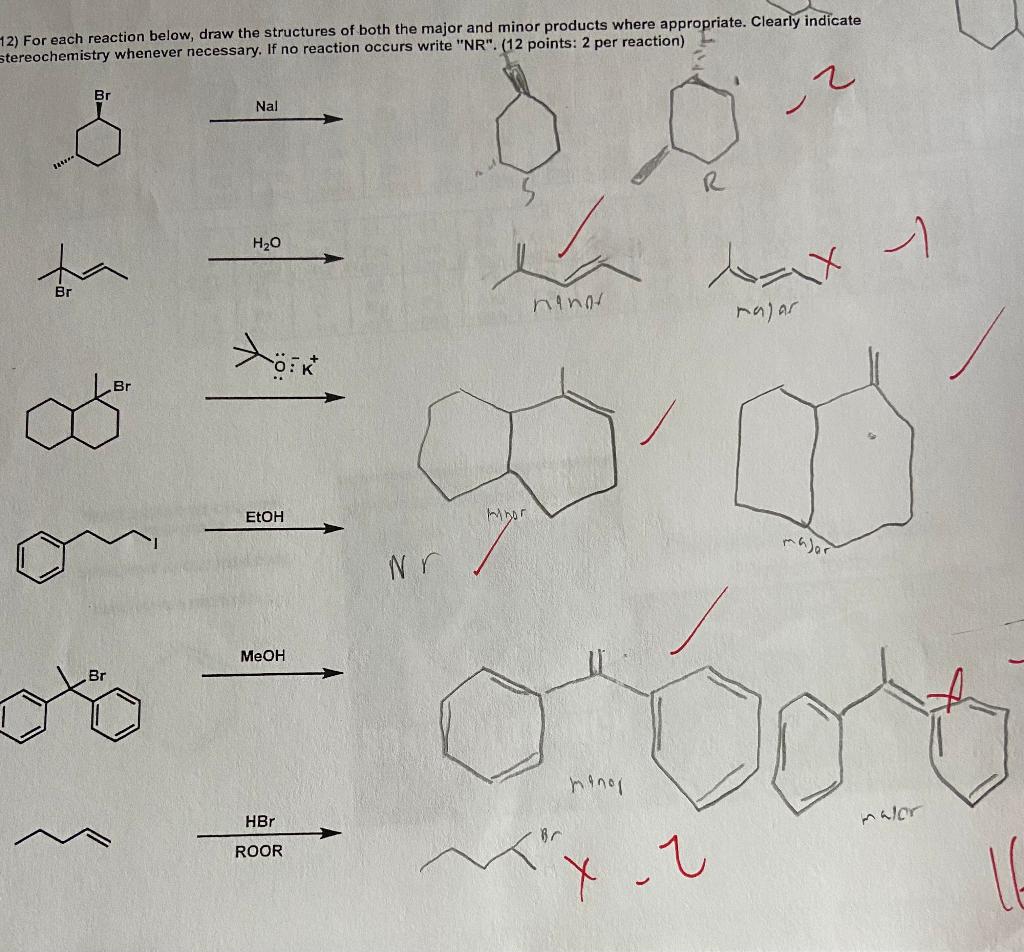 Solved 12) For each reaction below, draw the structures of | Chegg.com