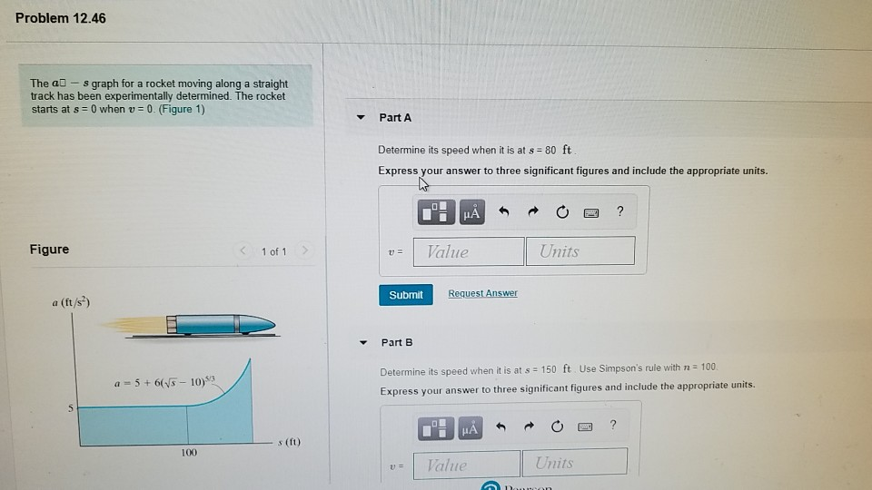 Solved Problem 12.46 The ab - s graph for a rocket moving | Chegg.com
