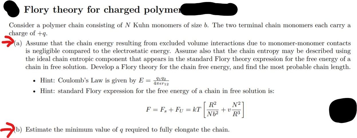 Flory theory for charged polymer Consider a polymer | Chegg.com