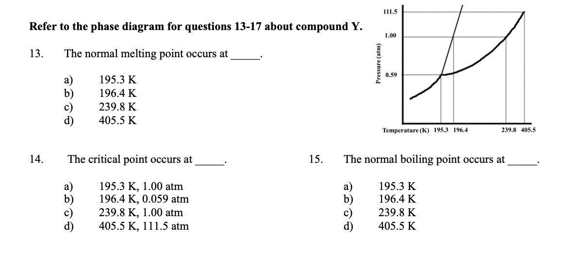 Solved 111 5 Refer To The Phase Diagram For Questions 13 17 Chegg