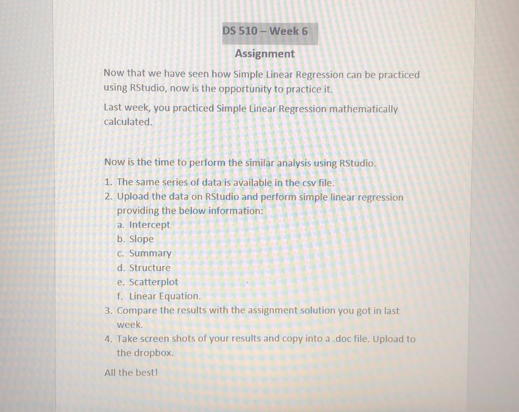 Solved Assignment Now that we have seen how Simple Linear | Chegg.com
