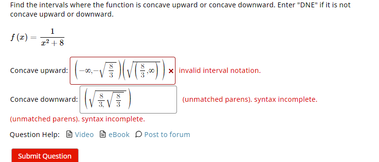 Solved Find the intervals where the function is concave | Chegg.com
