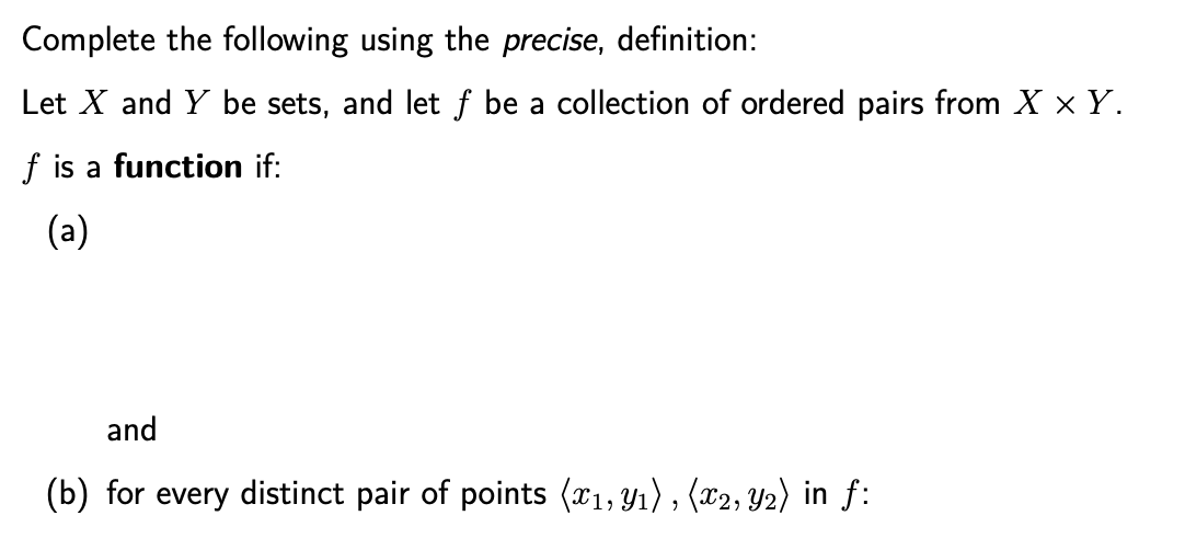 Solved Complete the following using the precise, definition: | Chegg.com