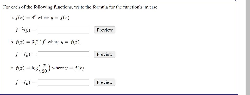 Solved For each of the following functions, write the | Chegg.com