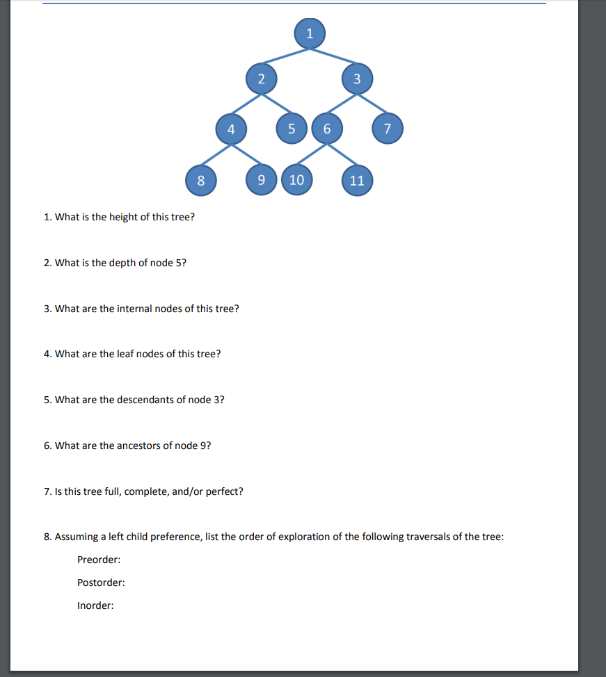 Solved 3 4 910 1. What is the height of this tree? 2. What | Chegg.com