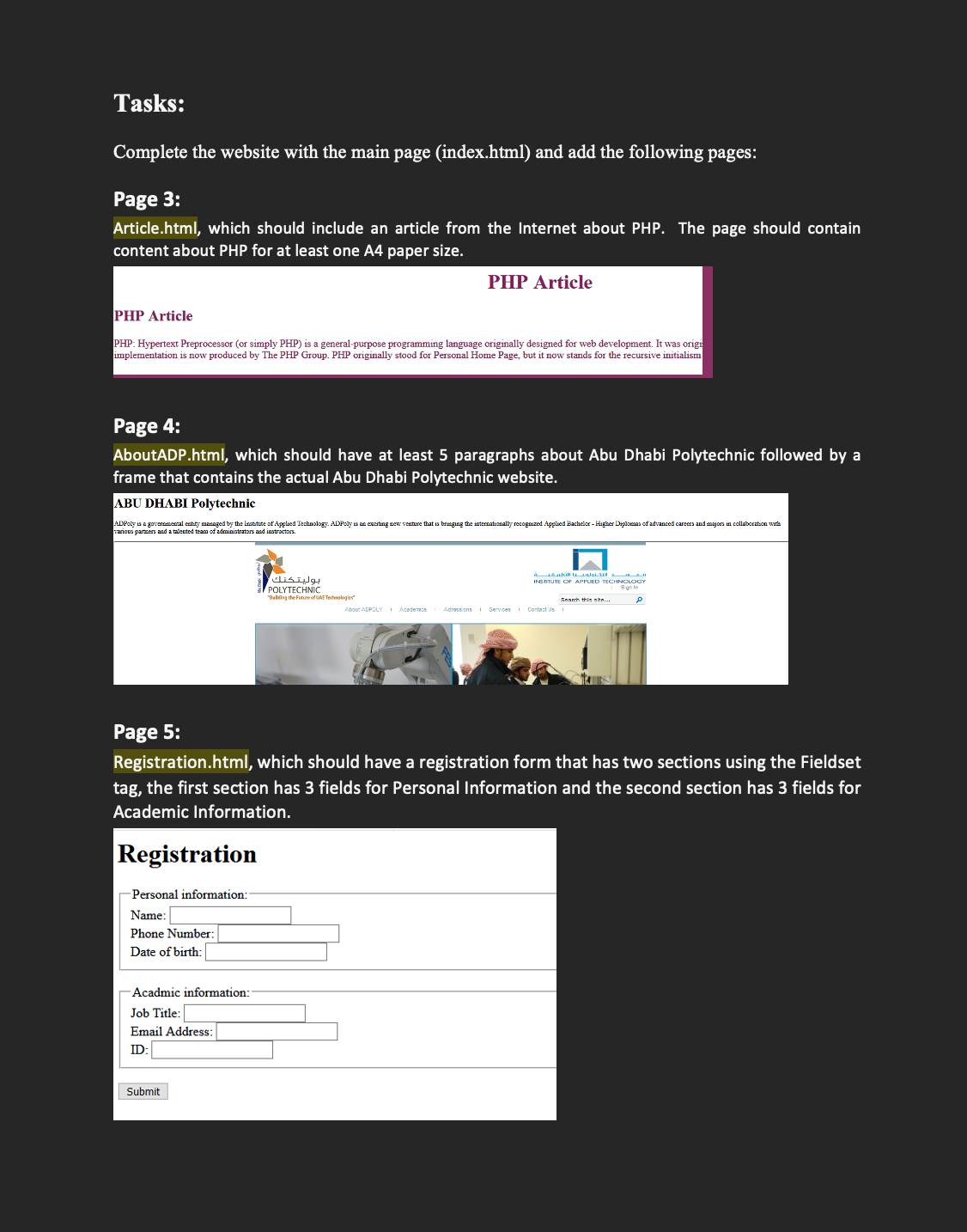 Solved Complete the website with the main page (index.html) | Chegg.com