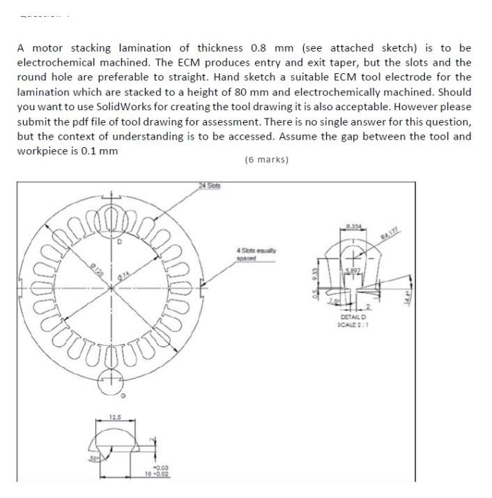 A motor stacking lamination of thickness 0.8 mm (see | Chegg.com
