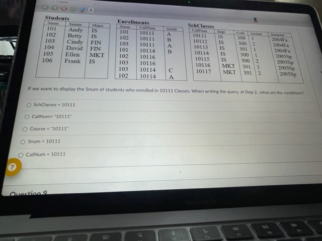 Solved StudentsSchclasses.If we want to display the Snum of | Chegg.com