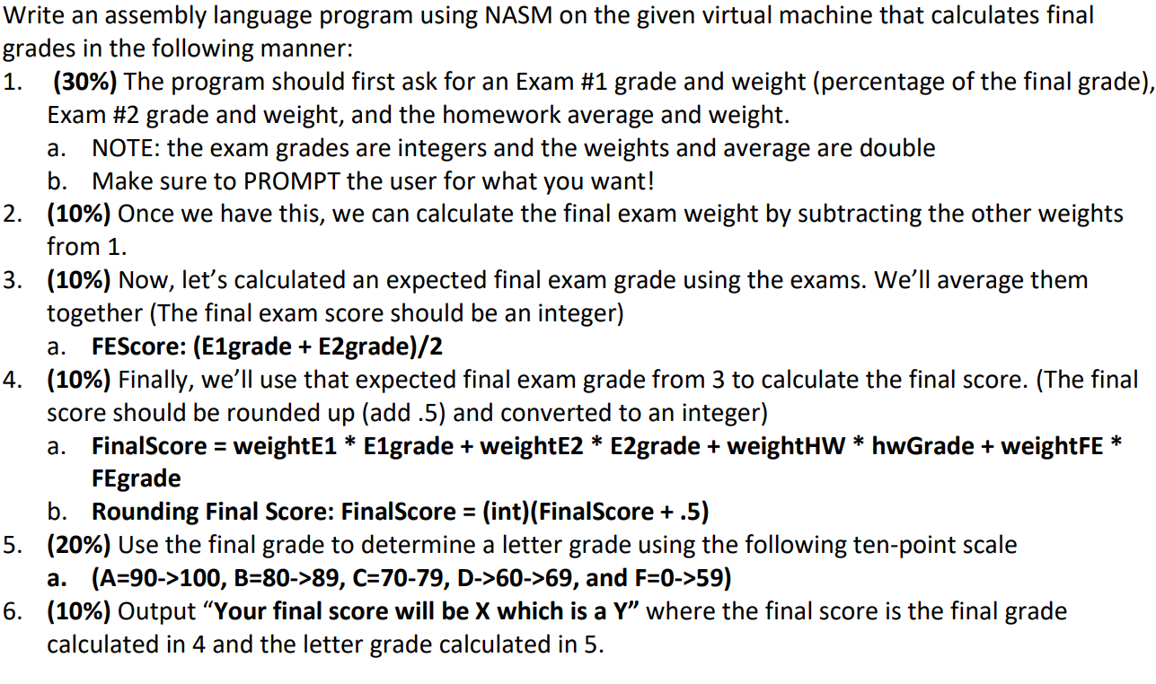 Solved Write An Assembly Language Program Using Nasm On The 