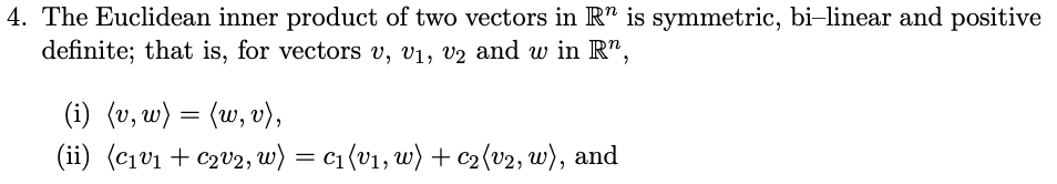 Solved 4. The Euclidean inner product of two vectors in Rn | Chegg.com