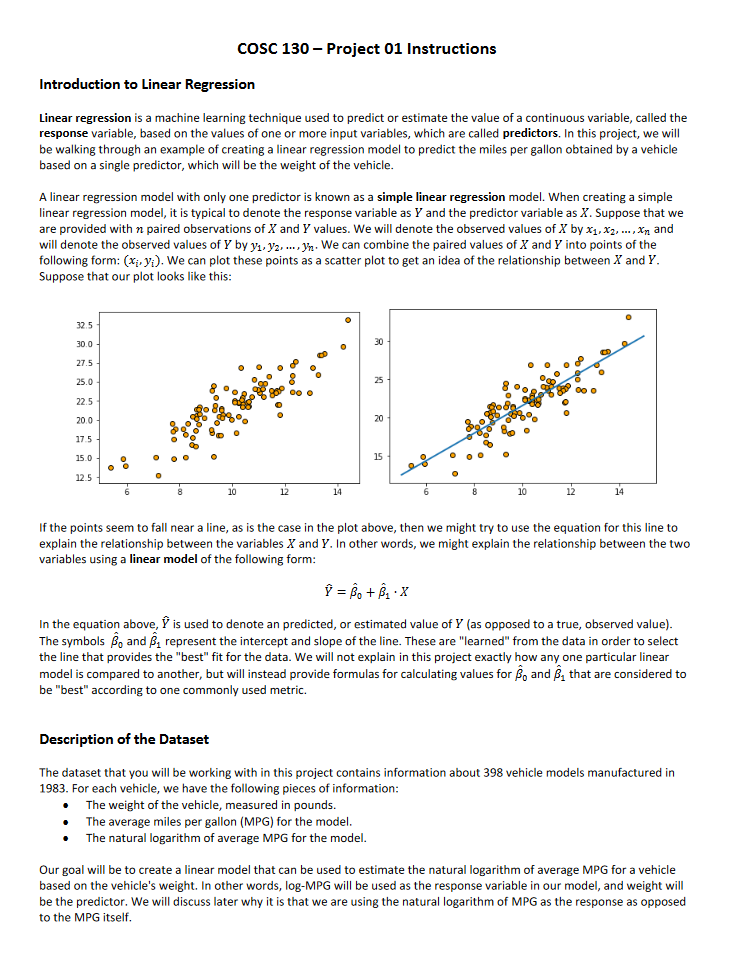 Solved Introduction to Linear Regression Linear regression | Chegg.com