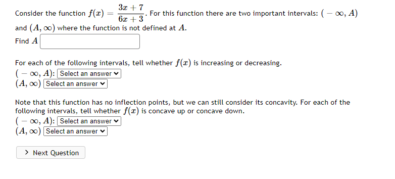 Solved Consider the function f(x)=6x+33x+7. For this | Chegg.com
