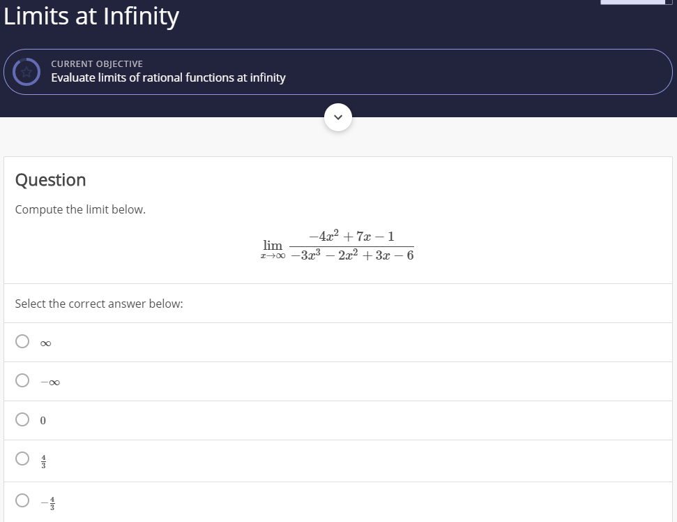 Solved Limits at Infinity CURRENT OBJECTIVE Evaluate limits | Chegg.com