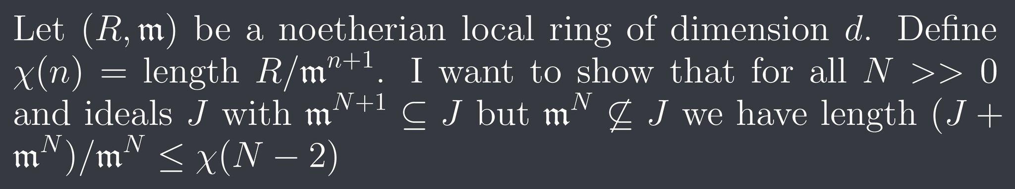 Solved Let (R,m) be a noetherian local ring of dimension d. | Chegg.com