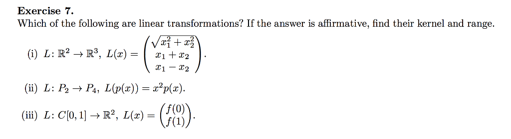 Solved Exercise 7. Which of the following are linear | Chegg.com
