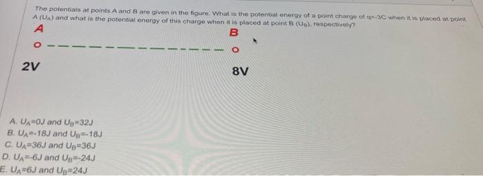 Solved The potentials at points A and B are given in the | Chegg.com