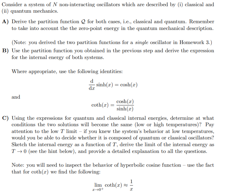 Consider a system of N non-interacting oscillators | Chegg.com