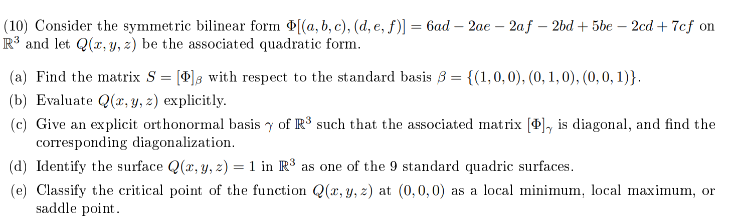 2cd+7cf on (10) Consider the symmetric bilinear form | Chegg.com