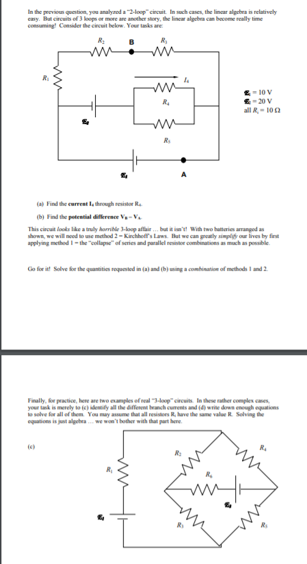 Solved In the previous question, you analyzed a "2-loop" | Chegg.com
