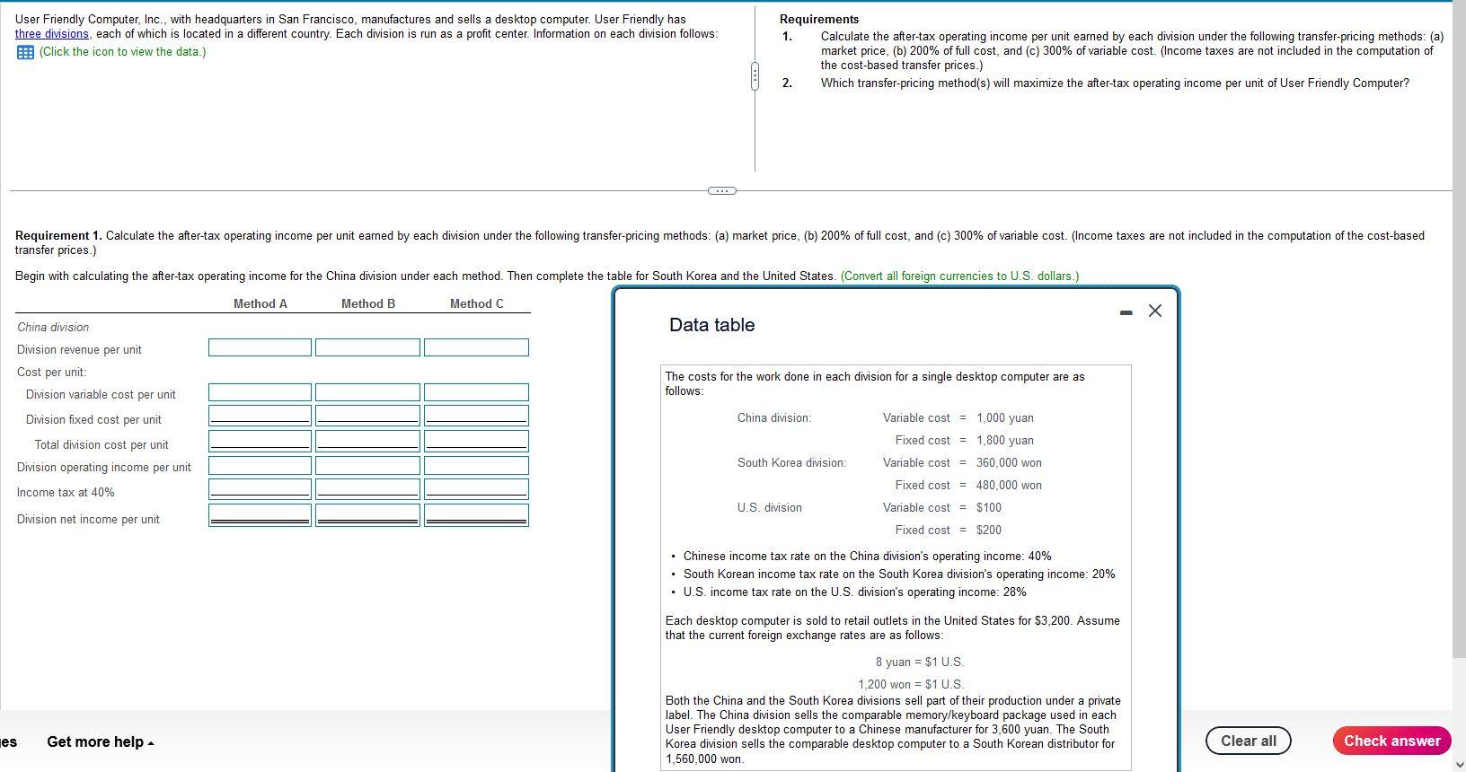 Solved Requirements 1. Calculate the after-tax operating | Chegg.com