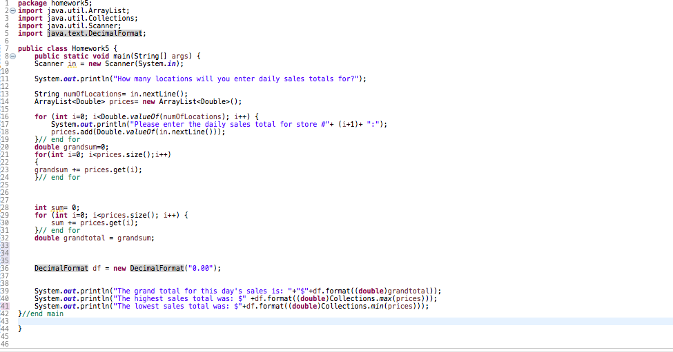 Solved Assignment: Create a Java class named “Homework5” | Chegg.com