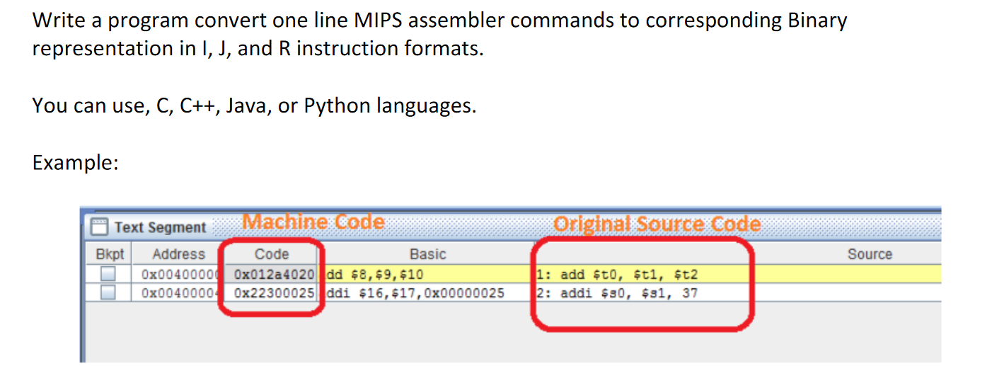 Solved Write a program convert one line MIPS assembler | Chegg.com