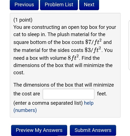 Solved Previous Problem ListNext (1 point) You are | Chegg.com