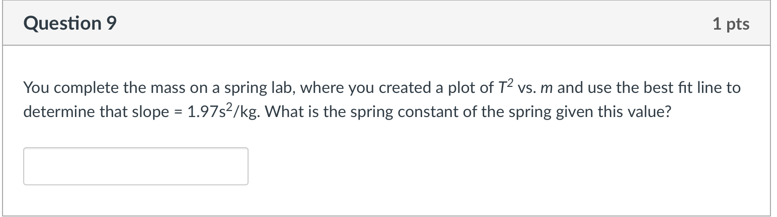 Solved Question 9 1 pts You complete the mass on a spring | Chegg.com