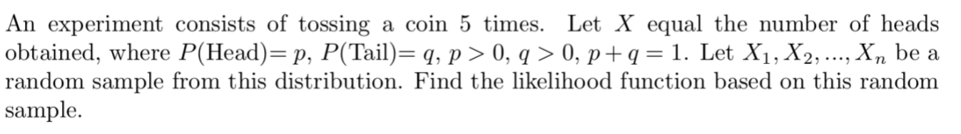Solved An experiment consists of tossing a coin 5 times. Let | Chegg.com