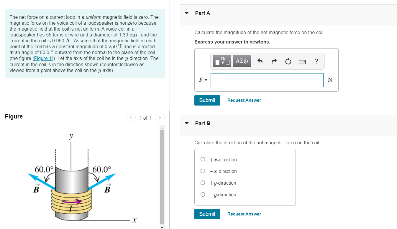 Solved v Part A The net force on a current loop in a uniform | Chegg.com