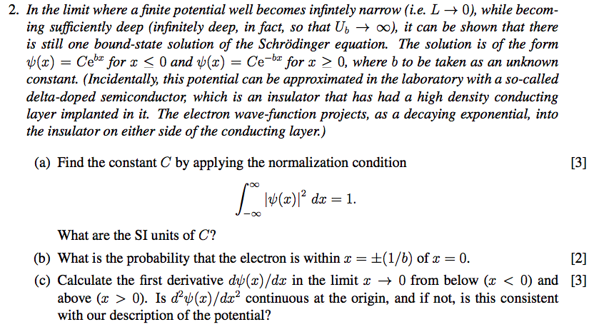Solved 2. In the limit where a finite potential well becomes | Chegg.com