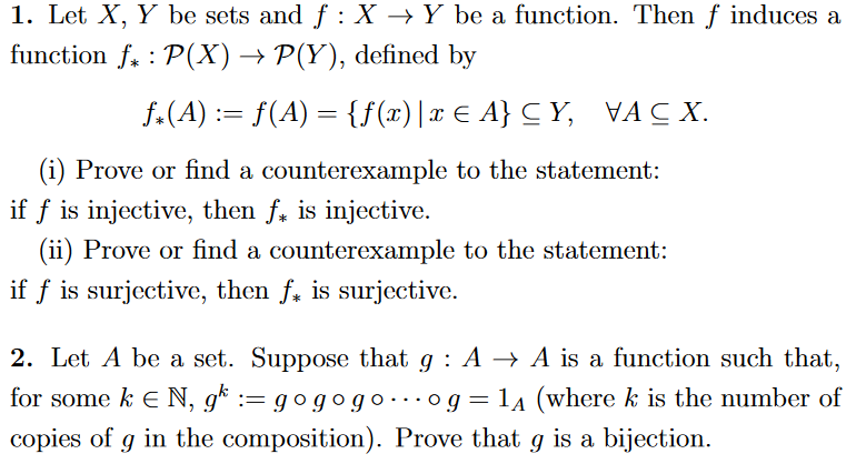 Solved 1 Let X Y Be Sets And F X →y Be A Function Then 