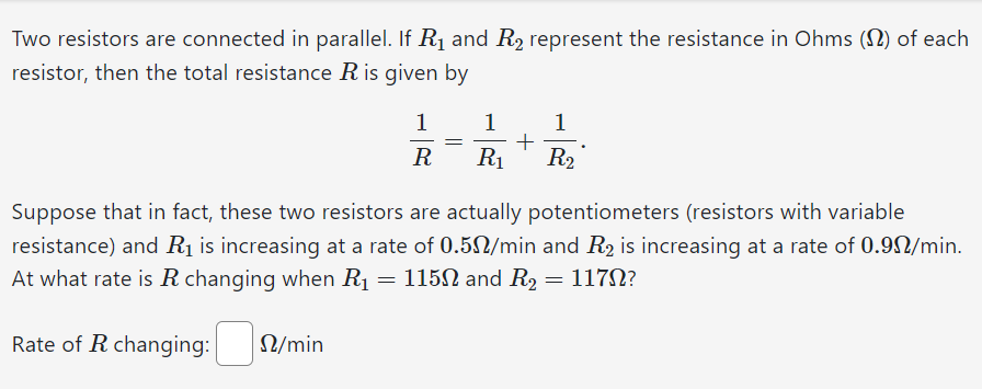Solved Two resistors are connected in parallel. If R1 and R2 | Chegg.com