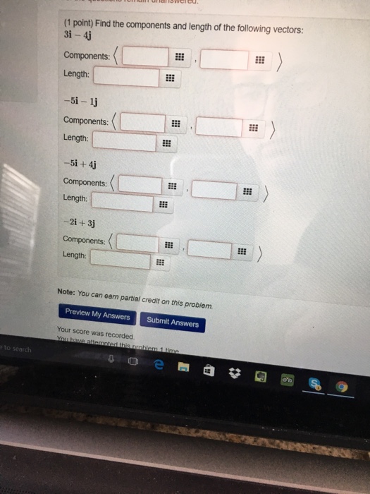 Solved Find the components and length of the following | Chegg.com
