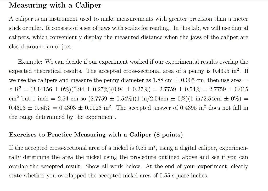 Solved Measuring with a Caliper A caliper is an instrument | Chegg.com
