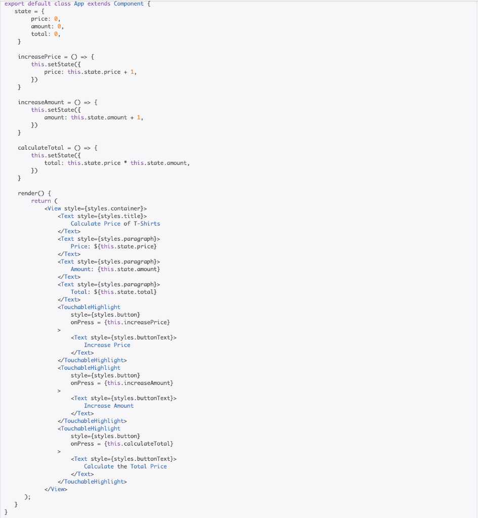 Solved export default class App extends Component { state - | Chegg.com